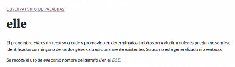 RAE agregó a su observatorio la palabra "Elle": ¿Cuál es su significado ...